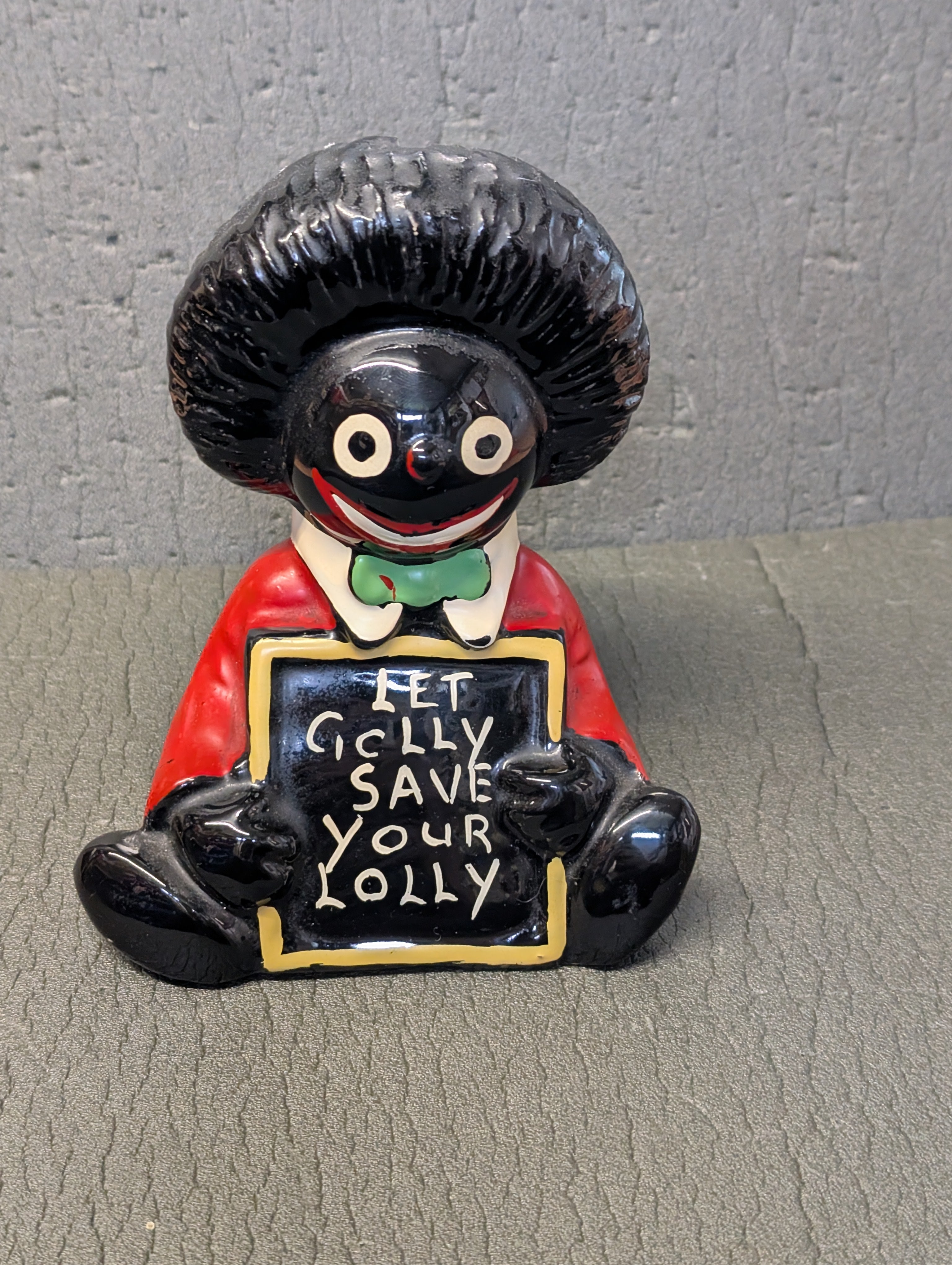 1950s Moneybox Let Golly Save Your Lolly Solid Base – GollyBadges.com