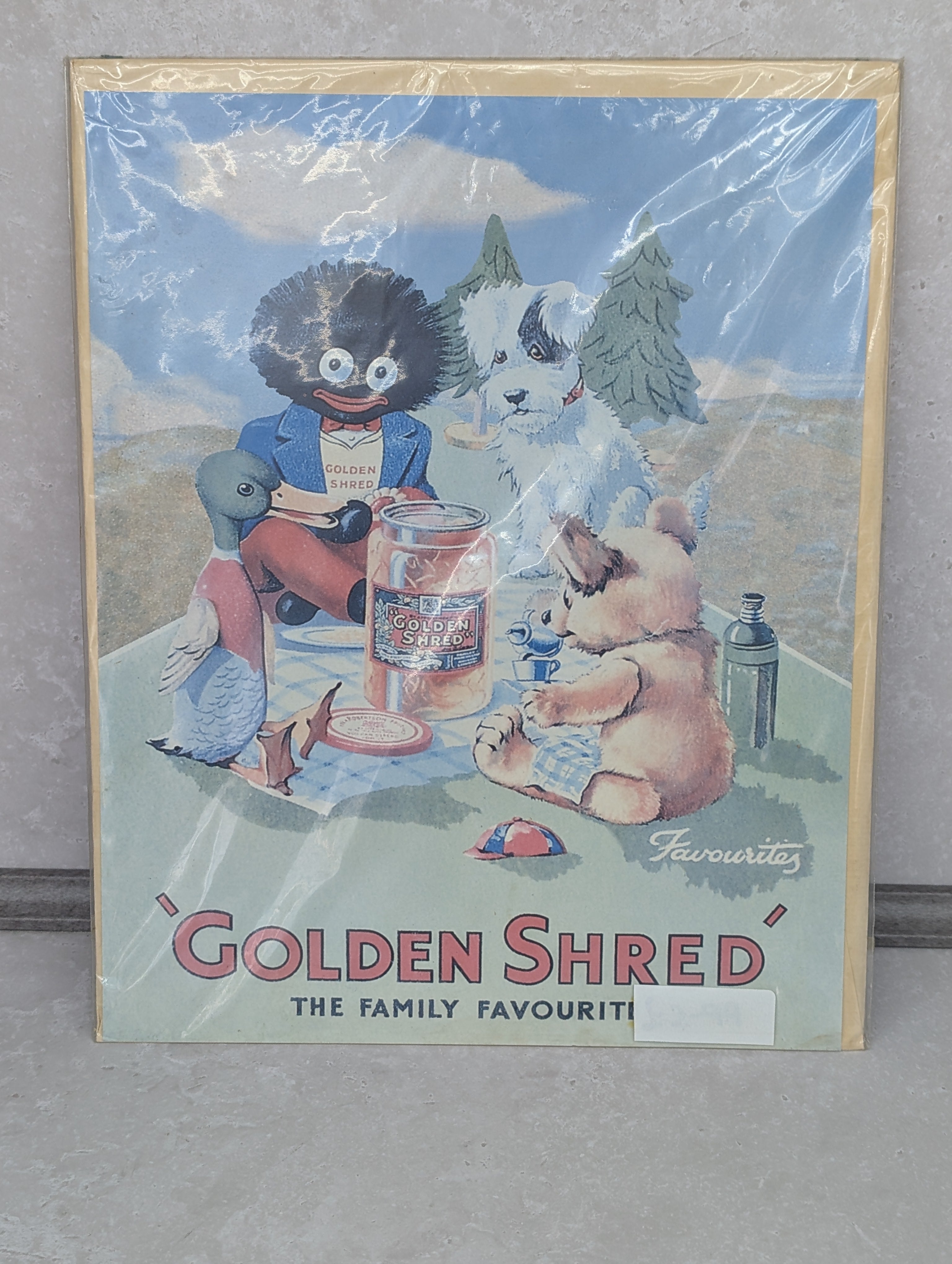 Golden Shred Picnic Scene Post a Print – GollyBadges.com