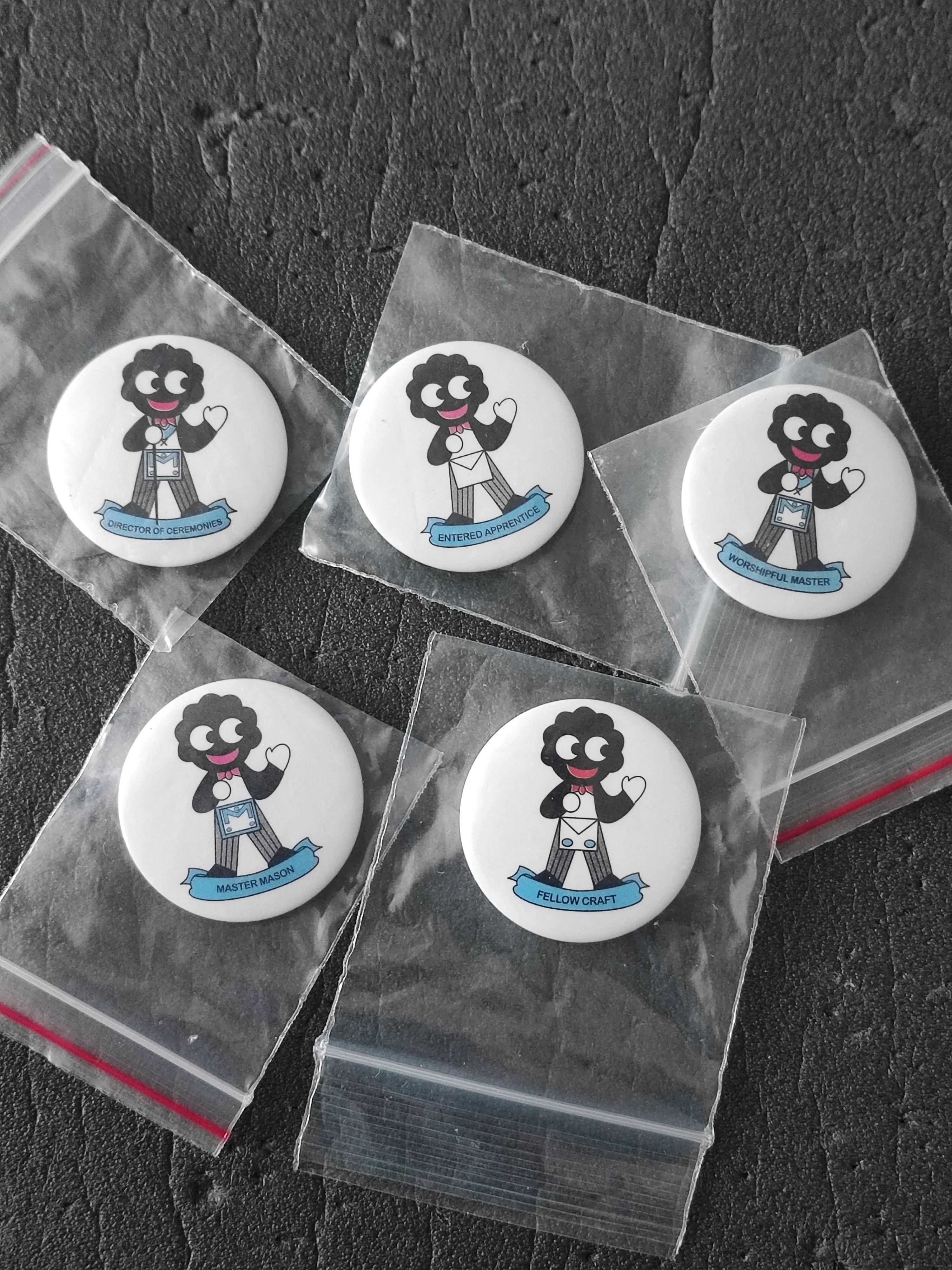 Set of 5 Masonic Button Badges – GollyBadges.com