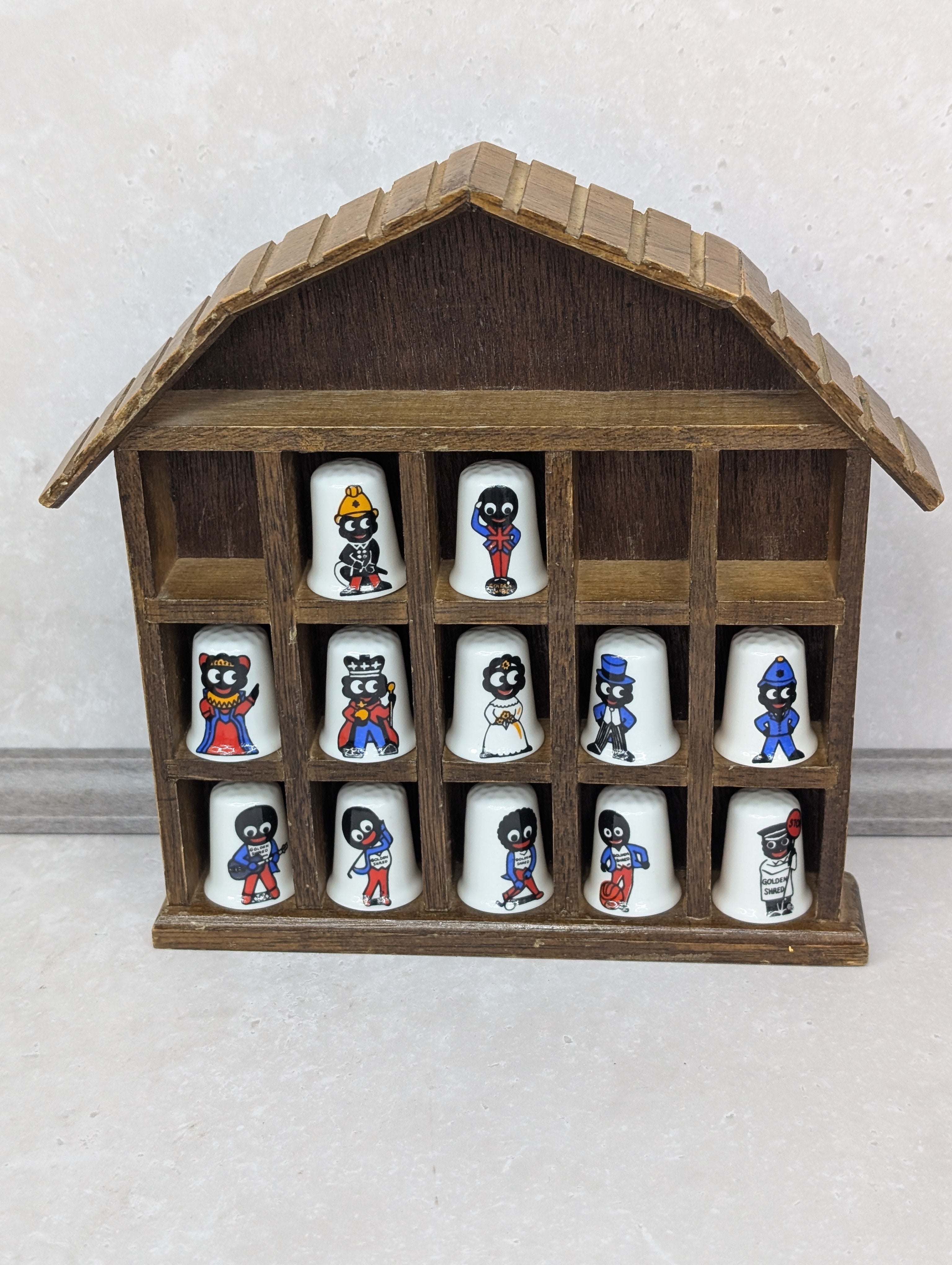 Wall Hanging Thimble House with 12 Golly Thimble and Space to Add Othe ...