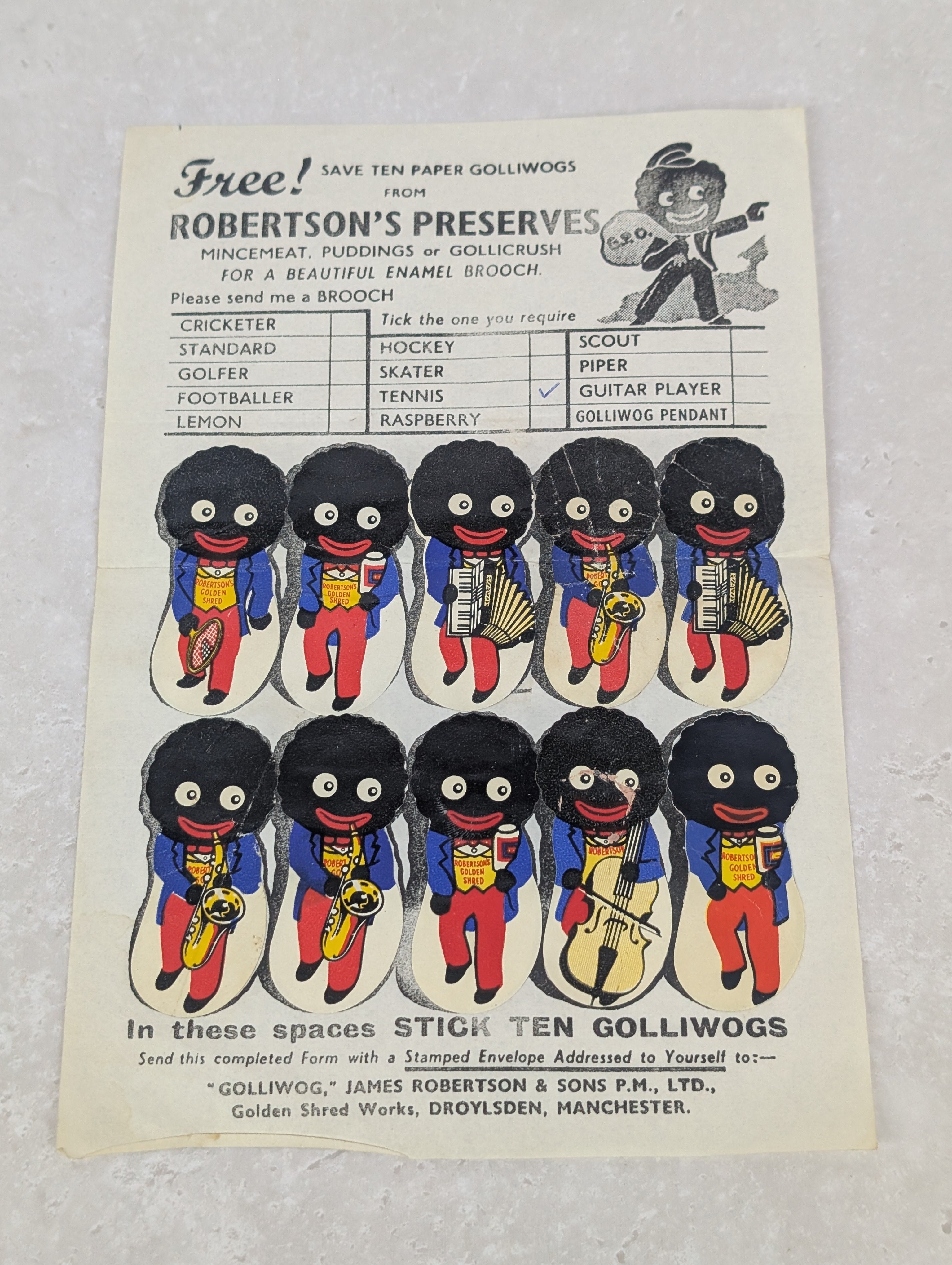 1950s Order Form Complete with Tokens – GollyBadges.com