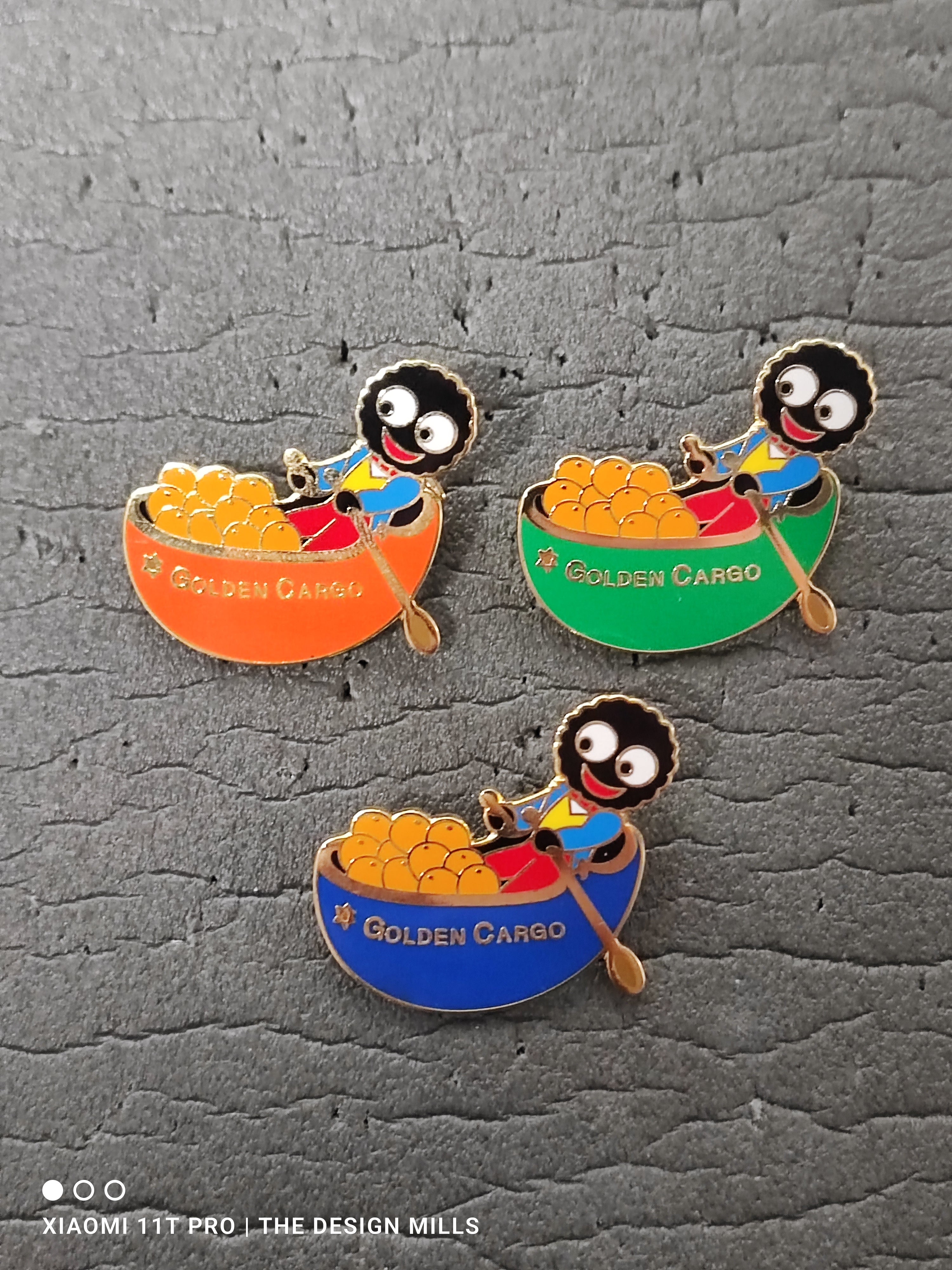 Golden Cargo Trio of Badges – GollyBadges.com