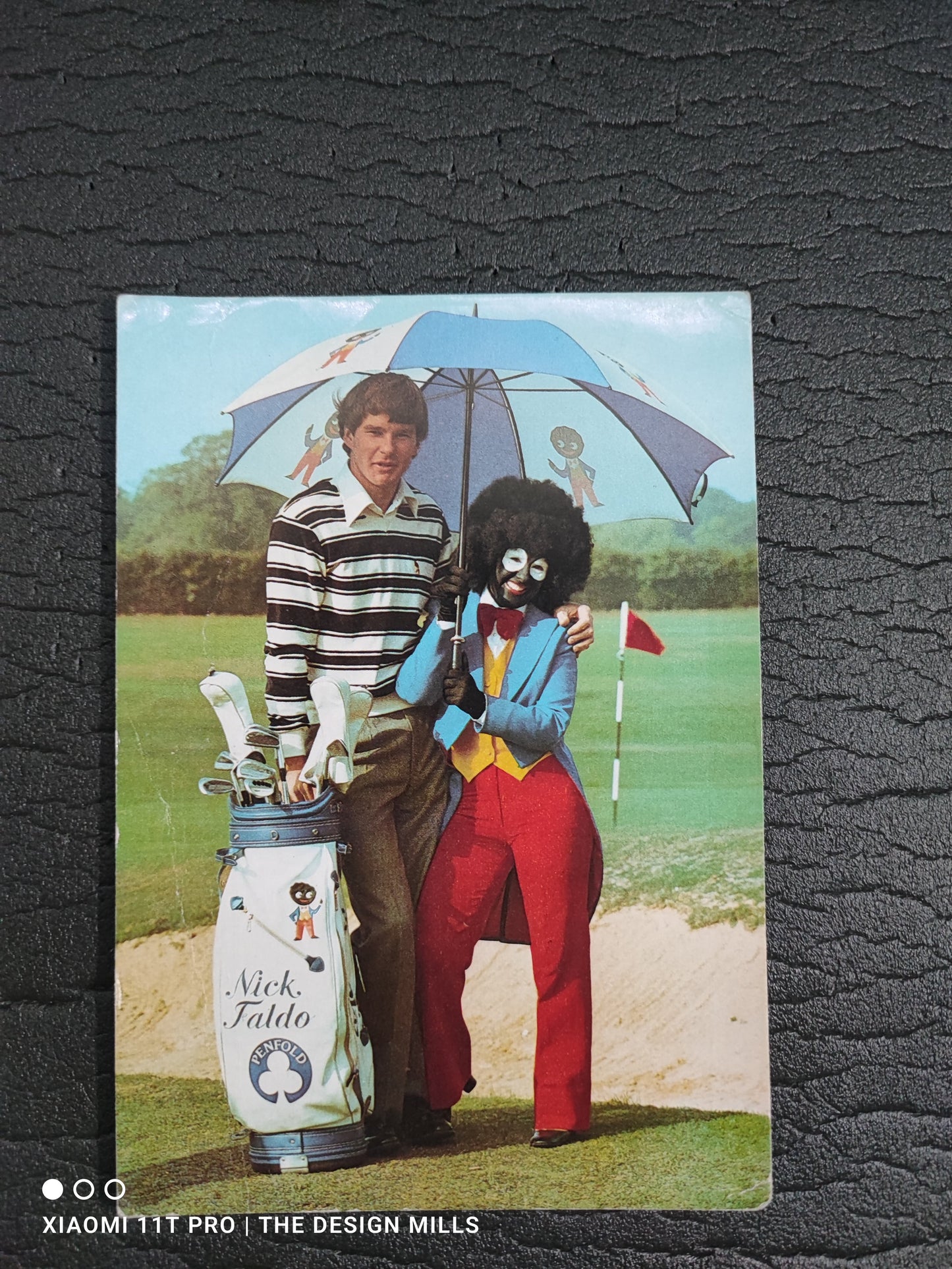 Golly Girl with Nick Faldo Postcard – GollyBadges.com